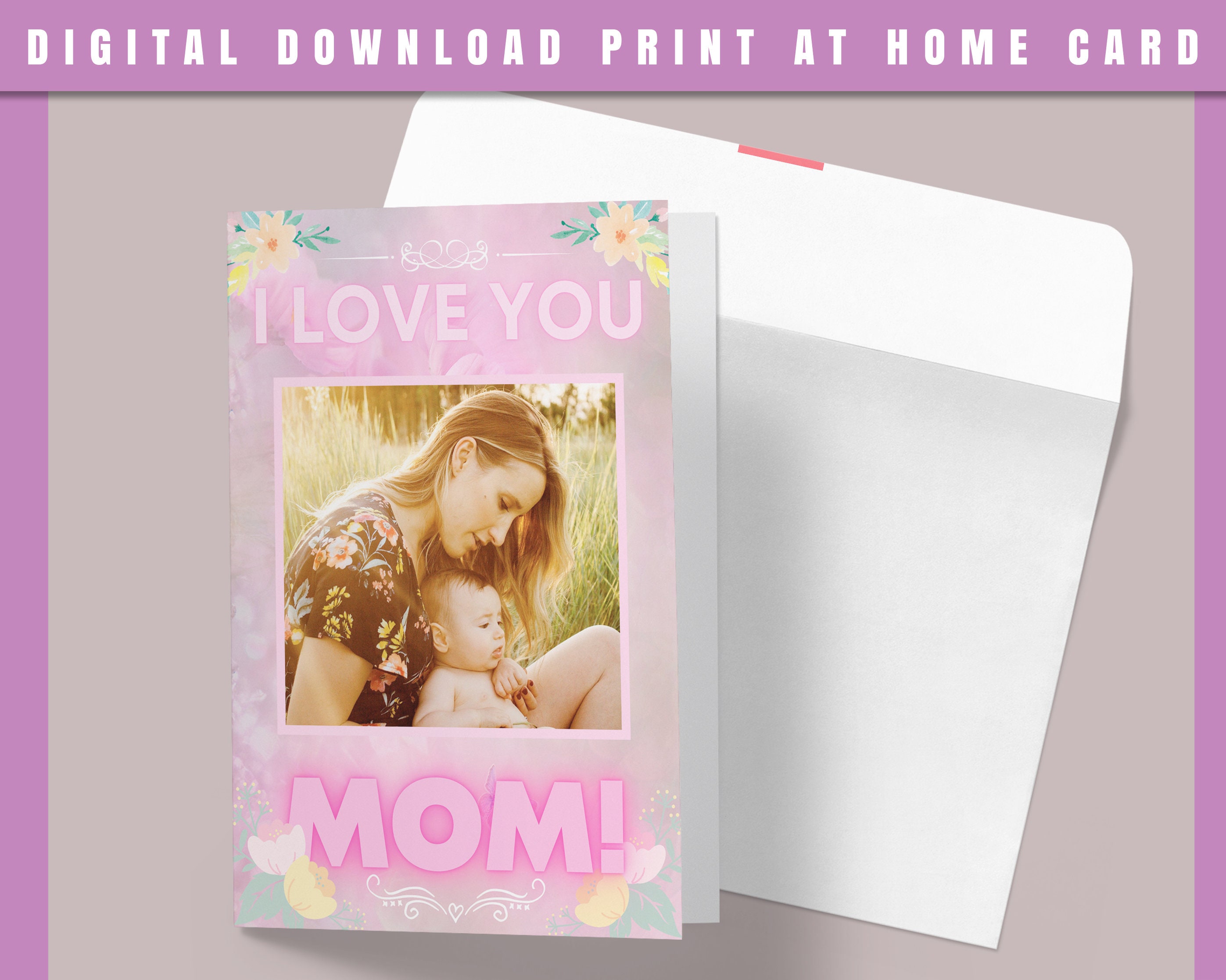 Print at Home Love You Mom Cards. I Love you Mom. Personalized | Etsy