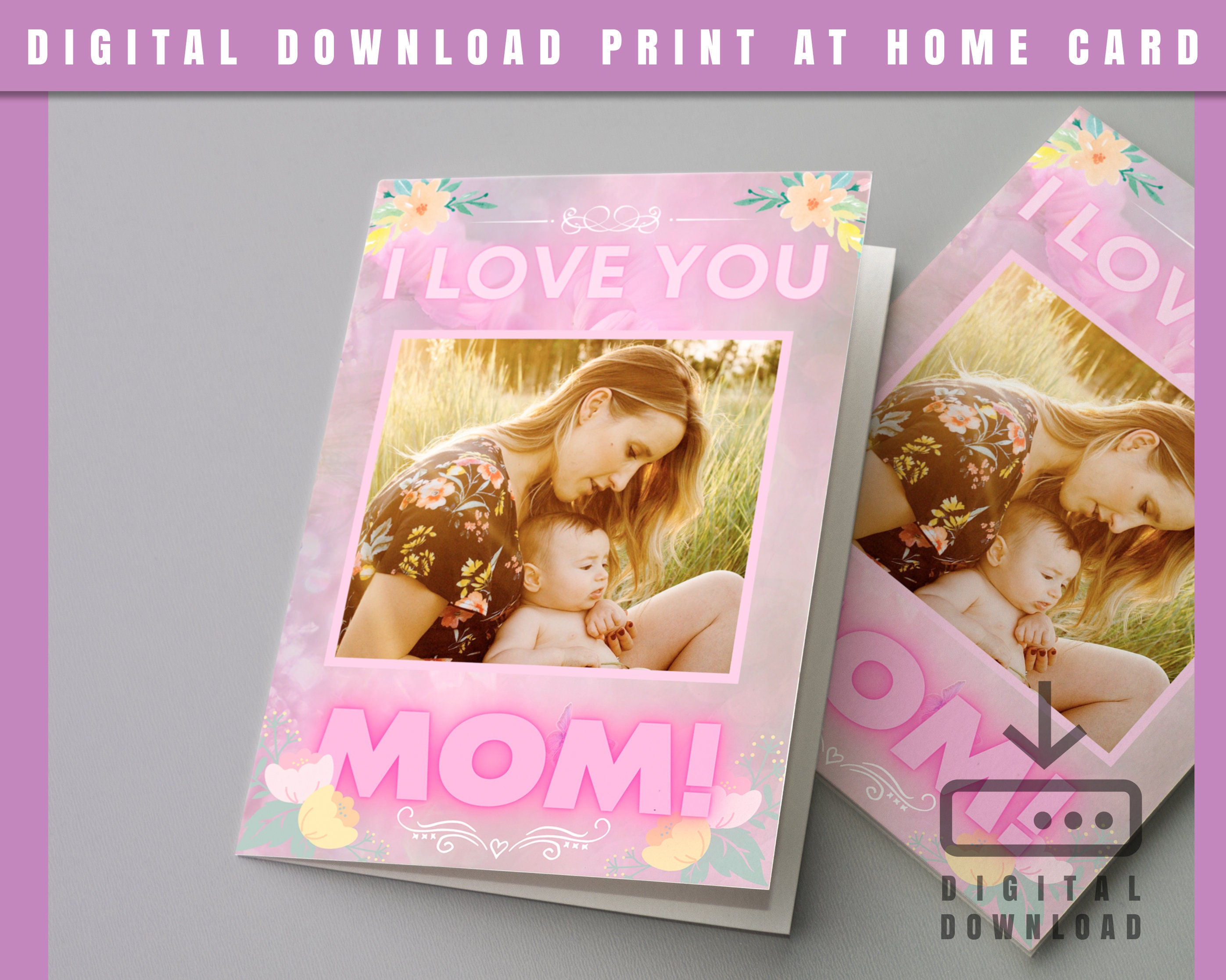 Print at Home Love You Mom Cards. I Love you Mom. Personalized | Etsy