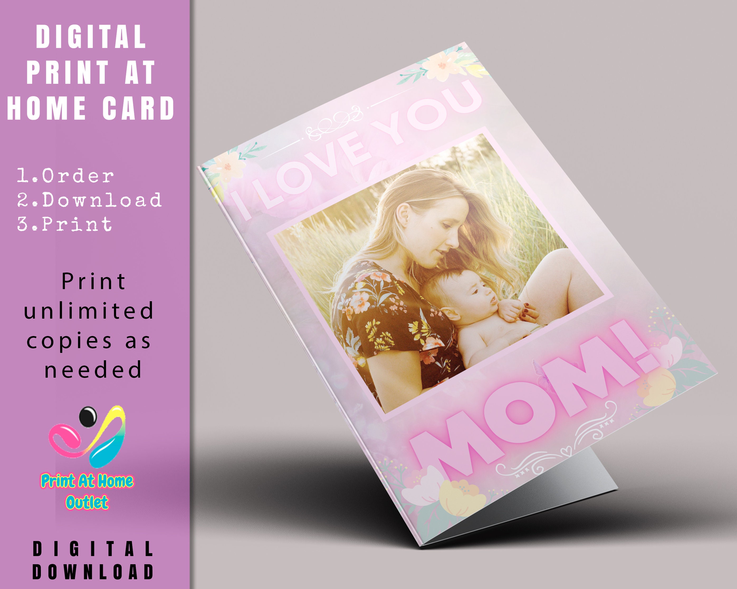 Print at Home Love You Mom Cards. I Love you Mom. Personalized | Etsy