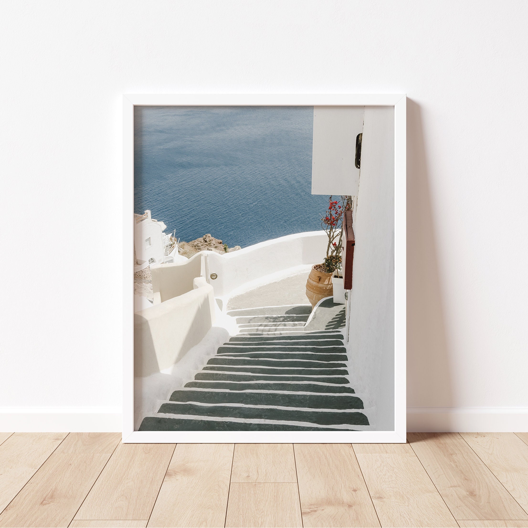 Greece Print Santorini Wall Art Pastel Wall Art Europe Travel Print ...