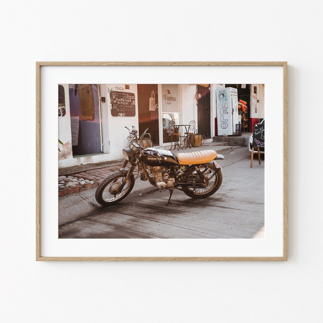 Vintage Motorcycle Print | Sayulita Mexico Print | Boho Beach Digital ...