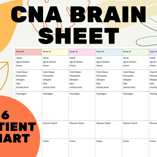 CNA Brain Sheet Report Organizer for Nurse Assistant Tech - Etsy