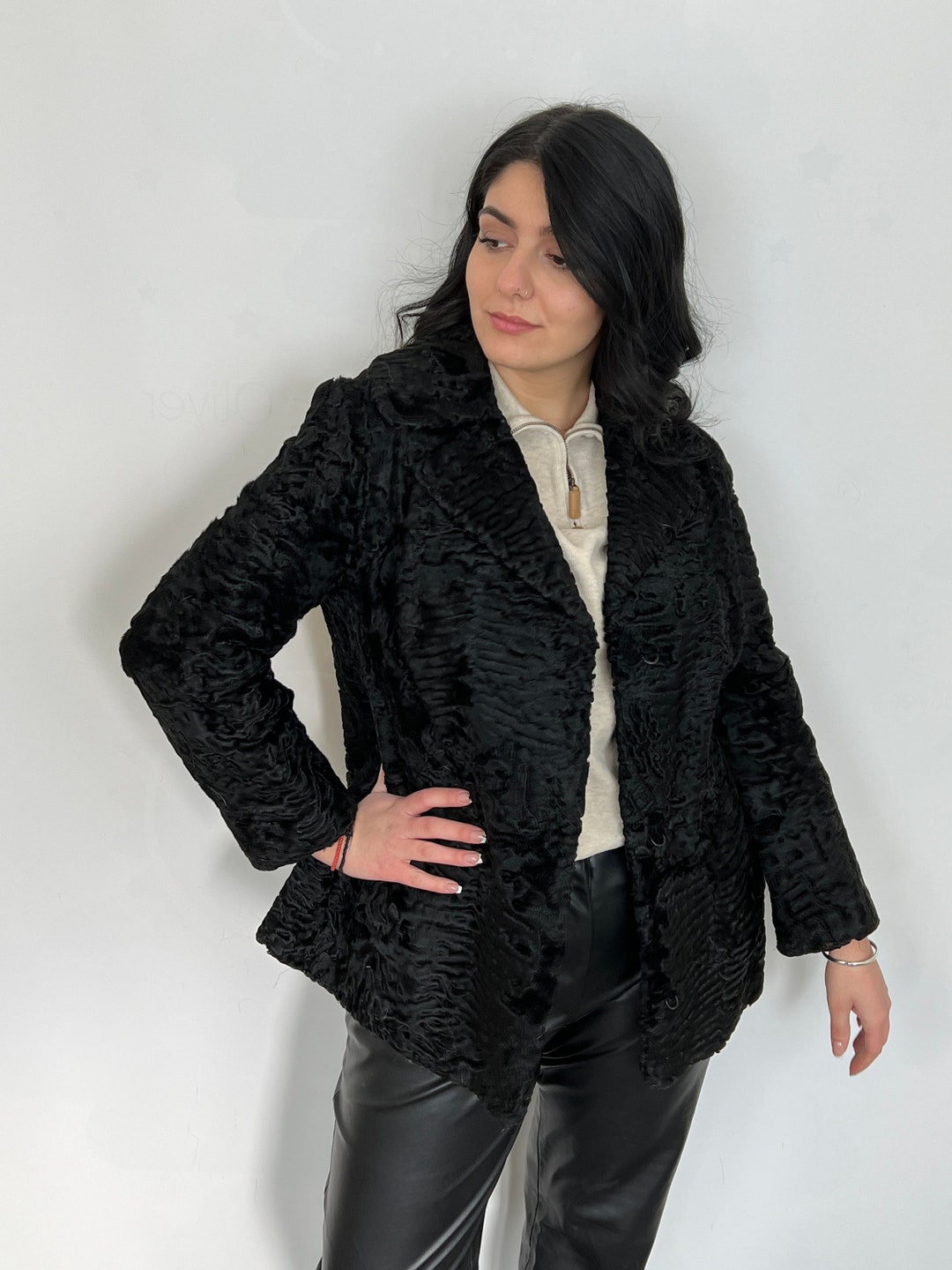 Vintage Real Fur Astrakhan Jacket | Size M-L [formal Winter Fur Coat ...
