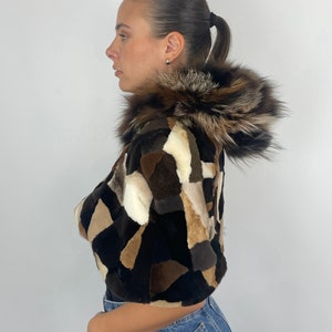 Fur Short Jacket of Rex Rabbit and Fox Fur Trim on the Hooded - Etsy