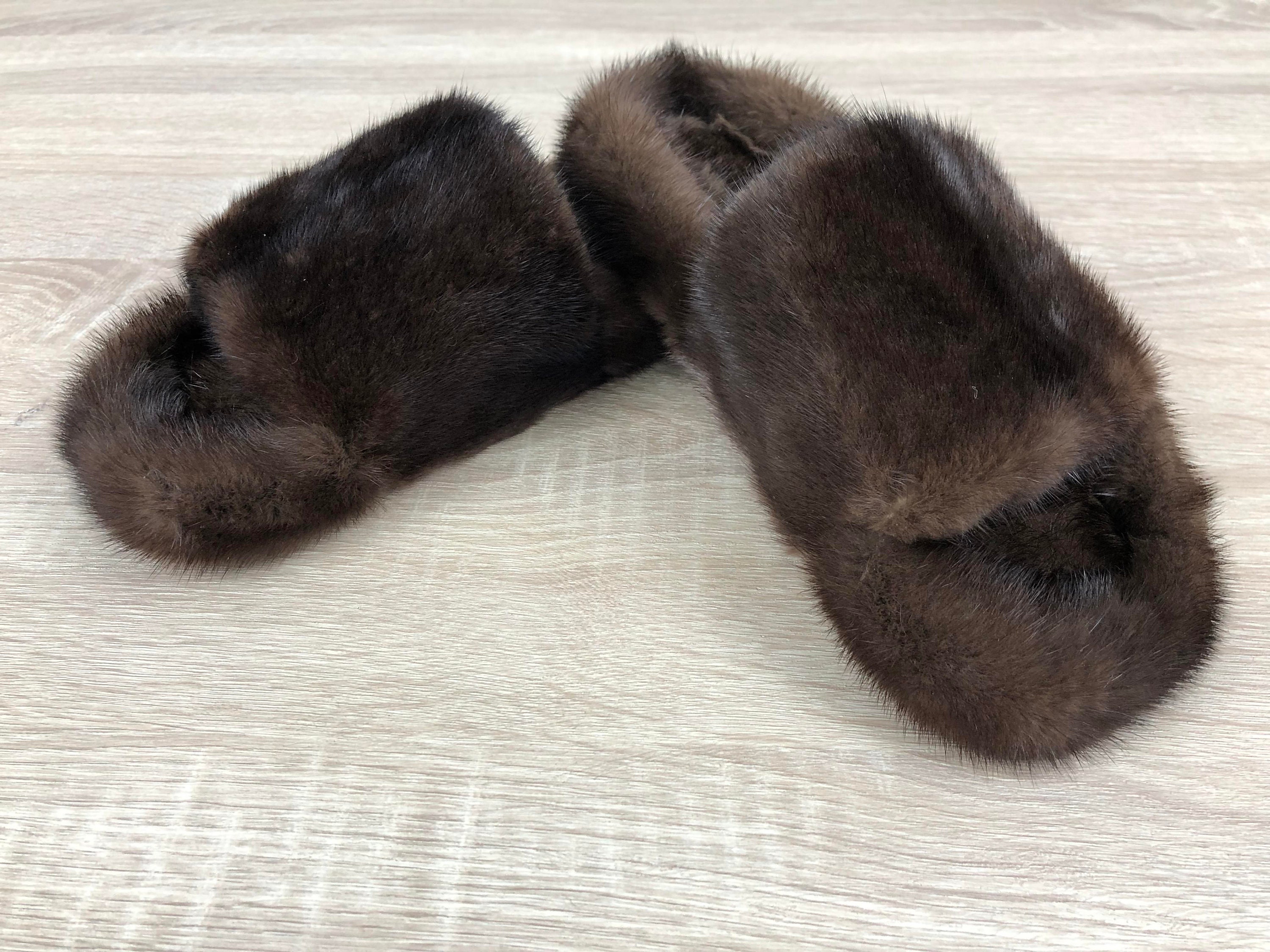 Mink Fur Slipper Natural Brown - Etsy