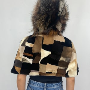 Fur Short Jacket of Rex Rabbit and Fox Fur Trim on the Hooded - Etsy