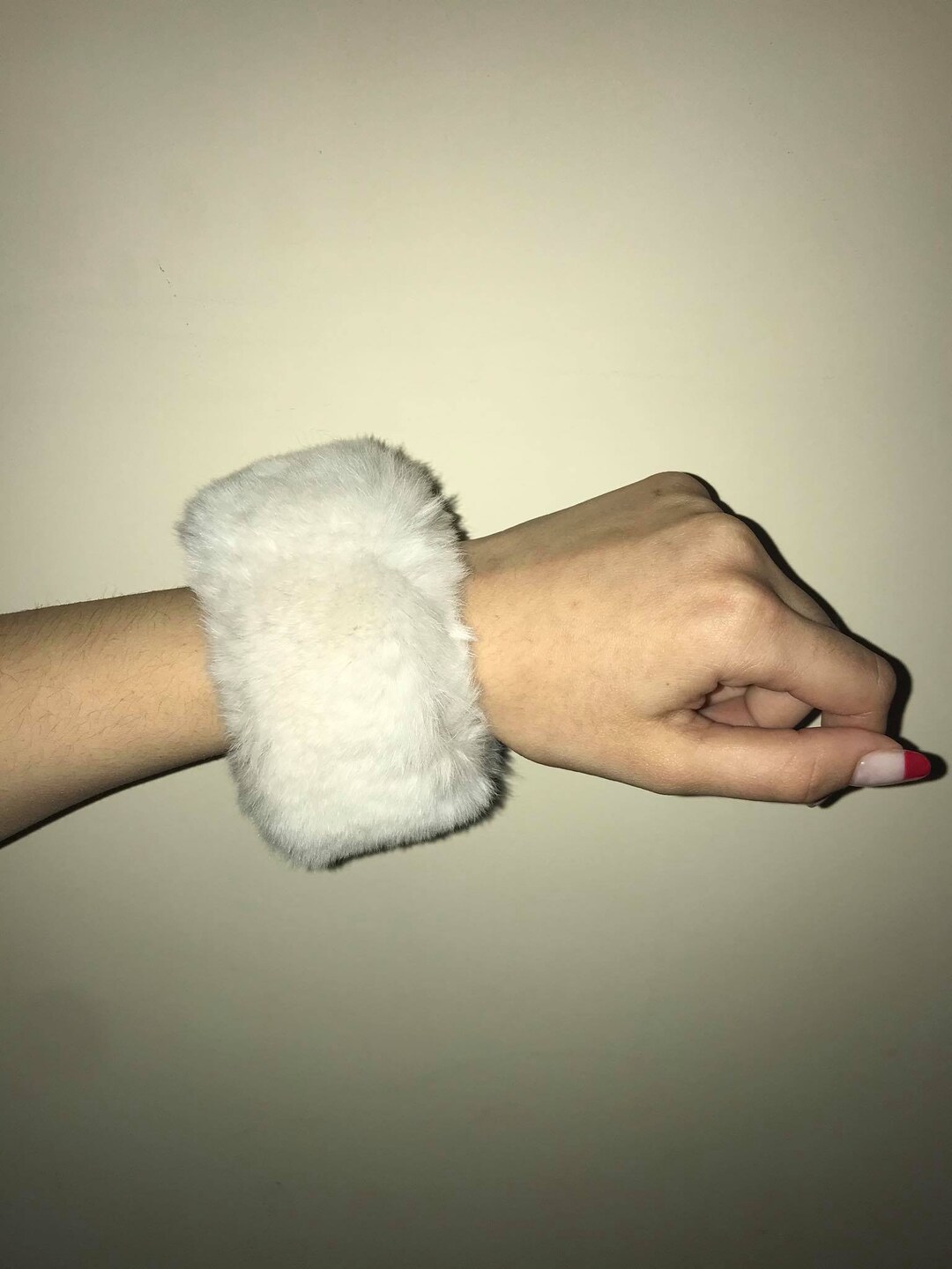 Cuff Bracelet of Natural Rex Rabbit Fur,white Color. - Etsy