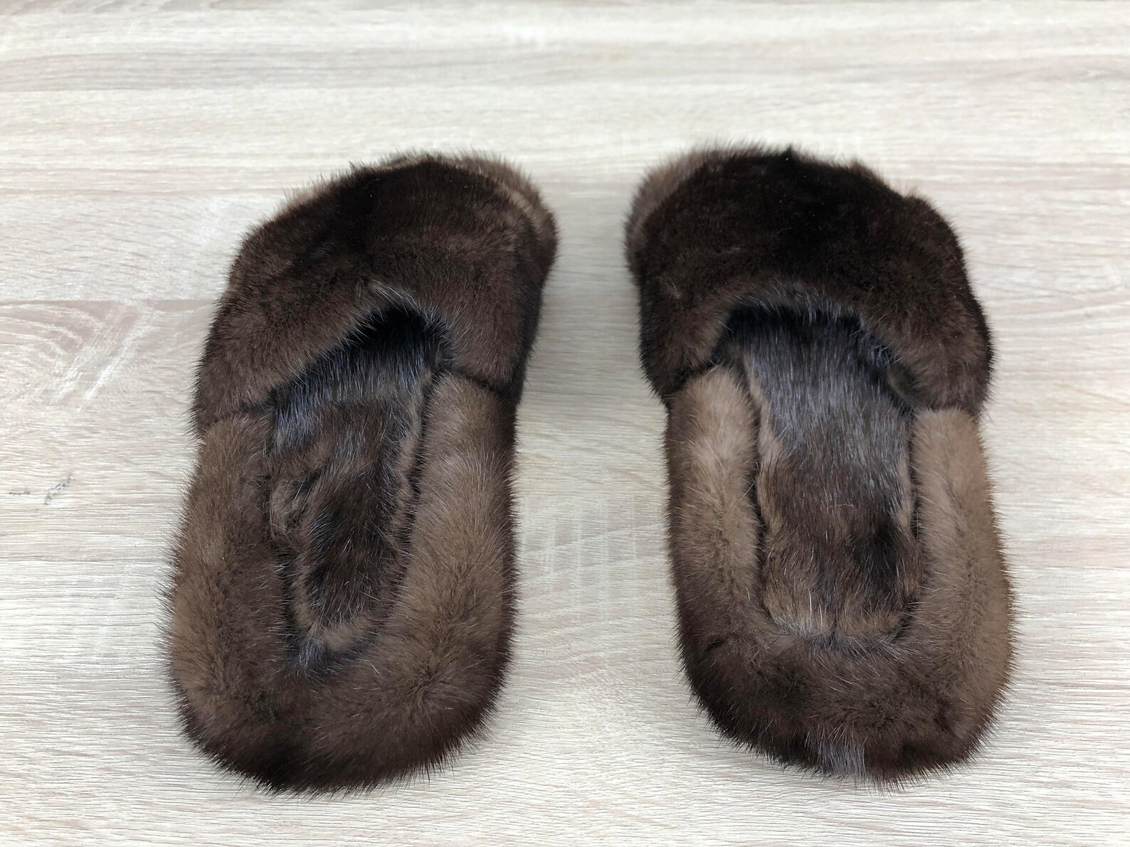 Mink Fur Slipper Natural Brown - Etsy