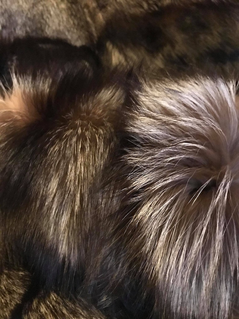 Fur Blanket of Natural Silver Fox Fur, Light Brown Dyed Color With Slip ...