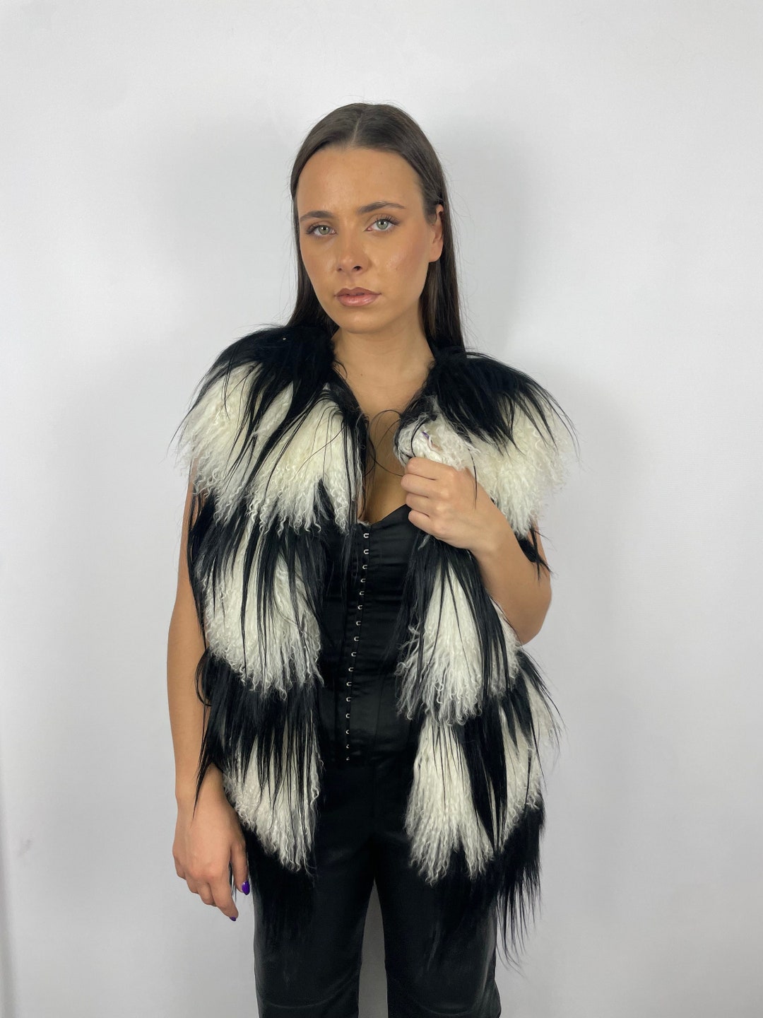 Vest of Mongolian Lamb Fur & Goat Stripes - Etsy