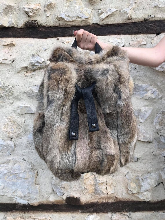 Backpack of Natural Rabbit Furnatural Color. - Etsy