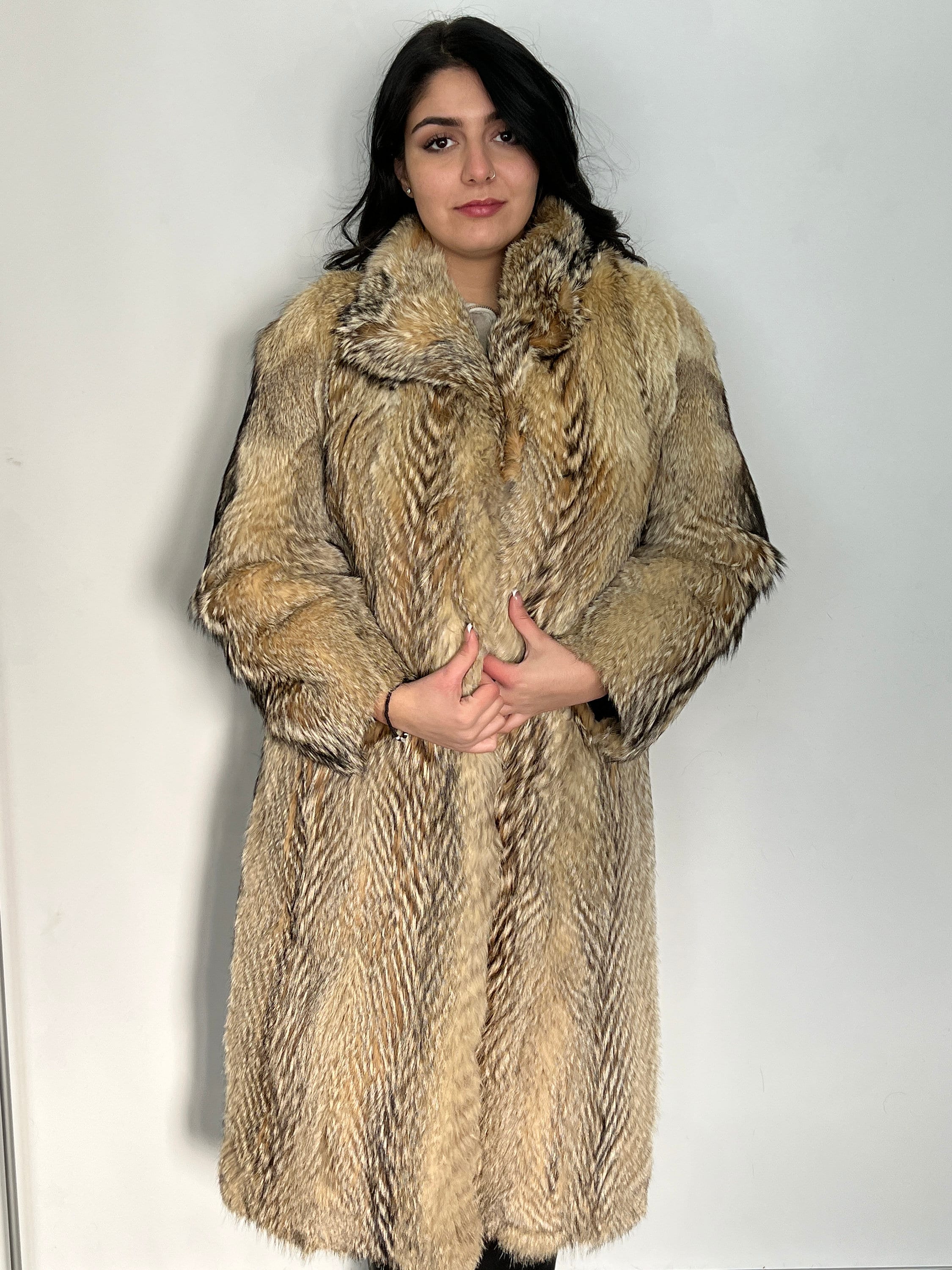 Vintage Real Fur Gris Fox Overcoat Size M-L formal Winter Fur Coat - Etsy