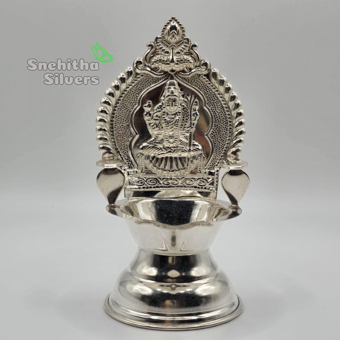 Pure Silver Kamakshi Deepam, Big Size Silver Diya, Silver Gifts for ...