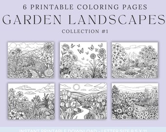 Garden Landscapes - Collection #1: Printable Coloring Pages - 6 ...