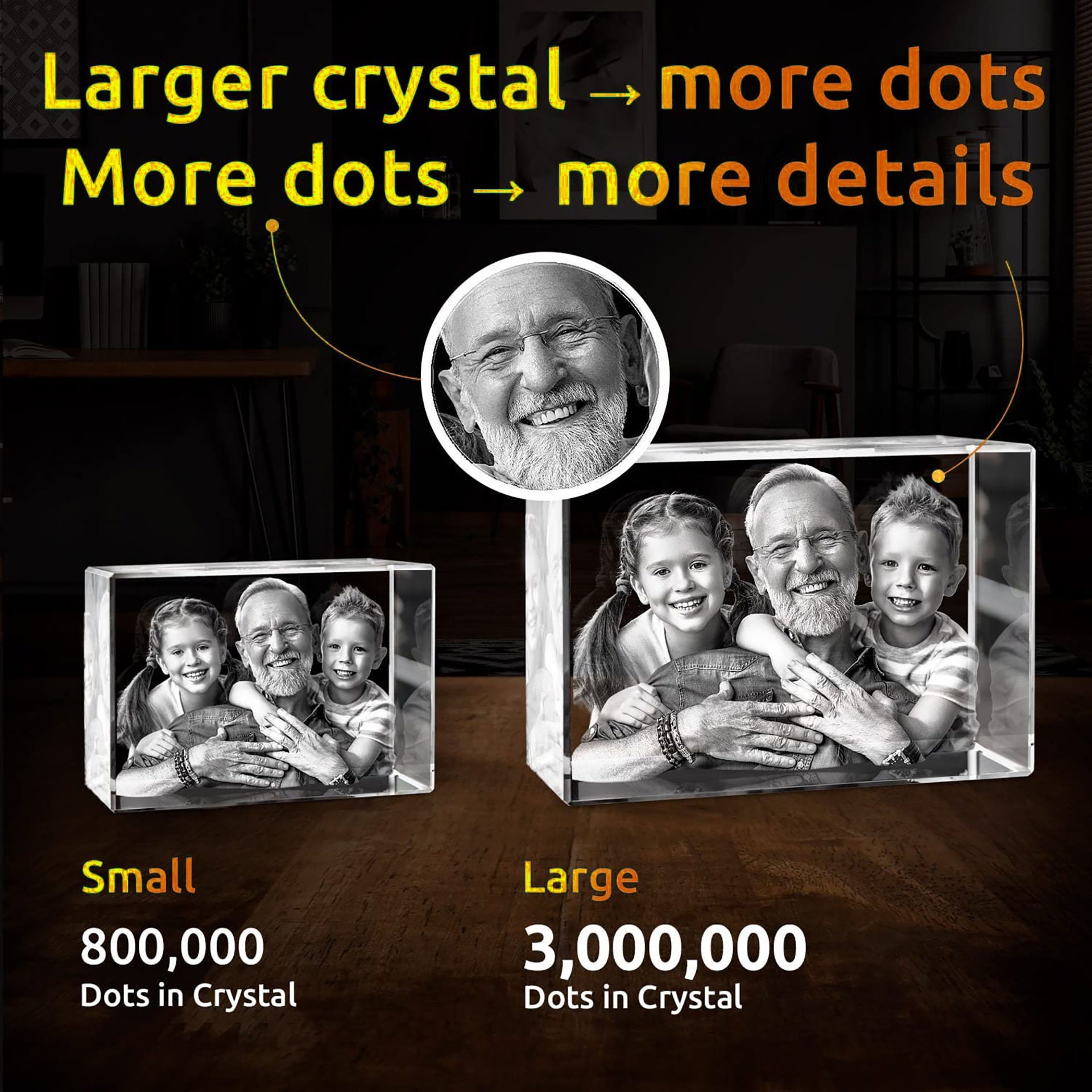3D Crystal Photo Gift: Personalized Laser Etched Keepsake Home Decor - Etsy