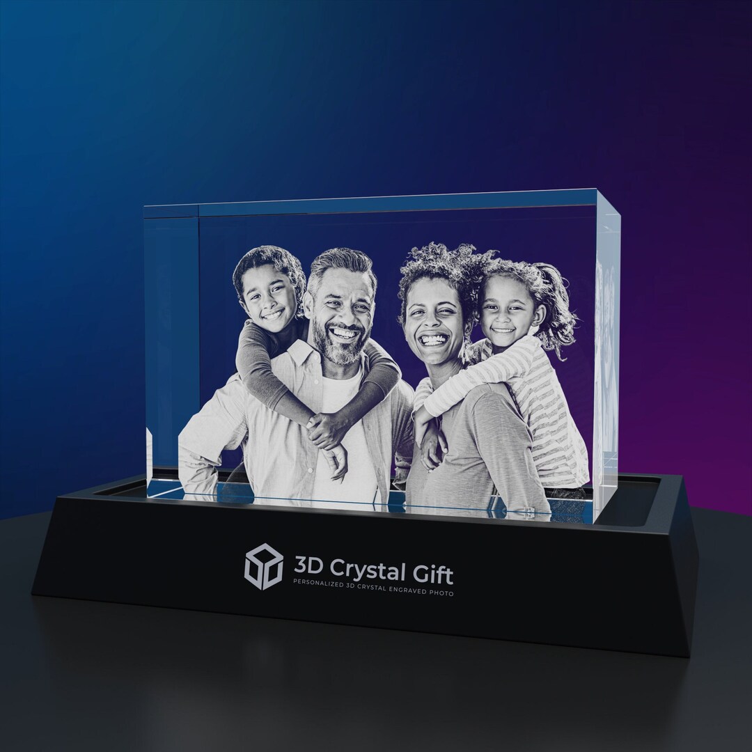3D Crystal Photo, Personalized Gift for Christmas, Tabletop Home Decor ...