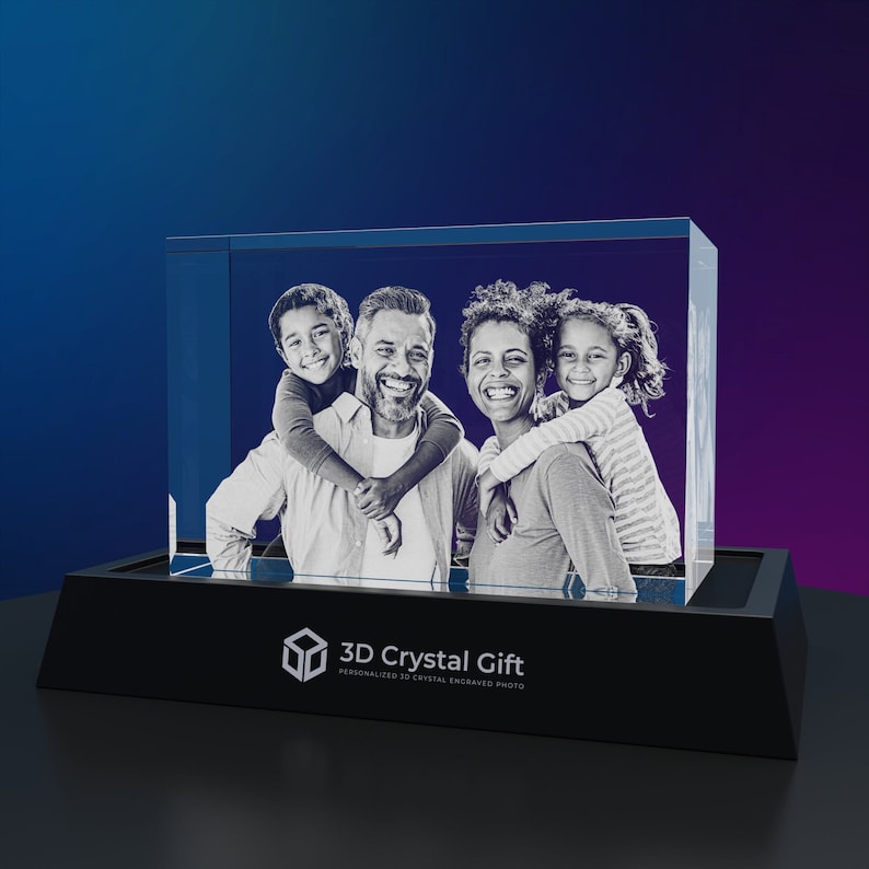 3D Crystal Photo, Personalized Gift for Christmas, Tabletop Home Decor ...