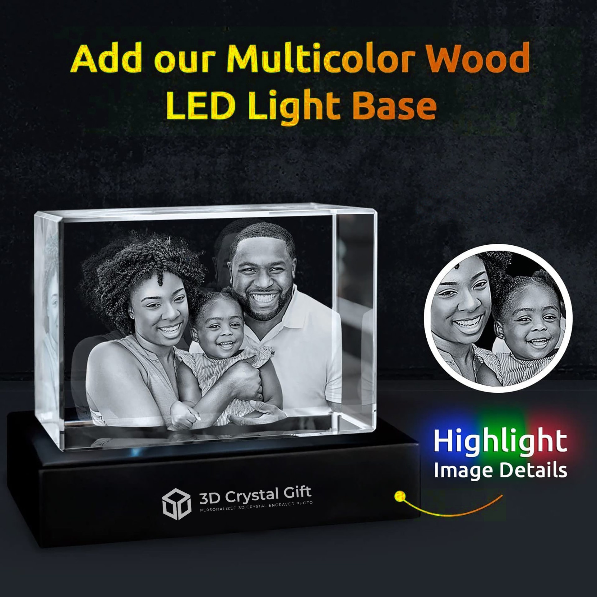 3D Crystal Photo, Customized Holiday Gift, Personalized Laser Etched ...