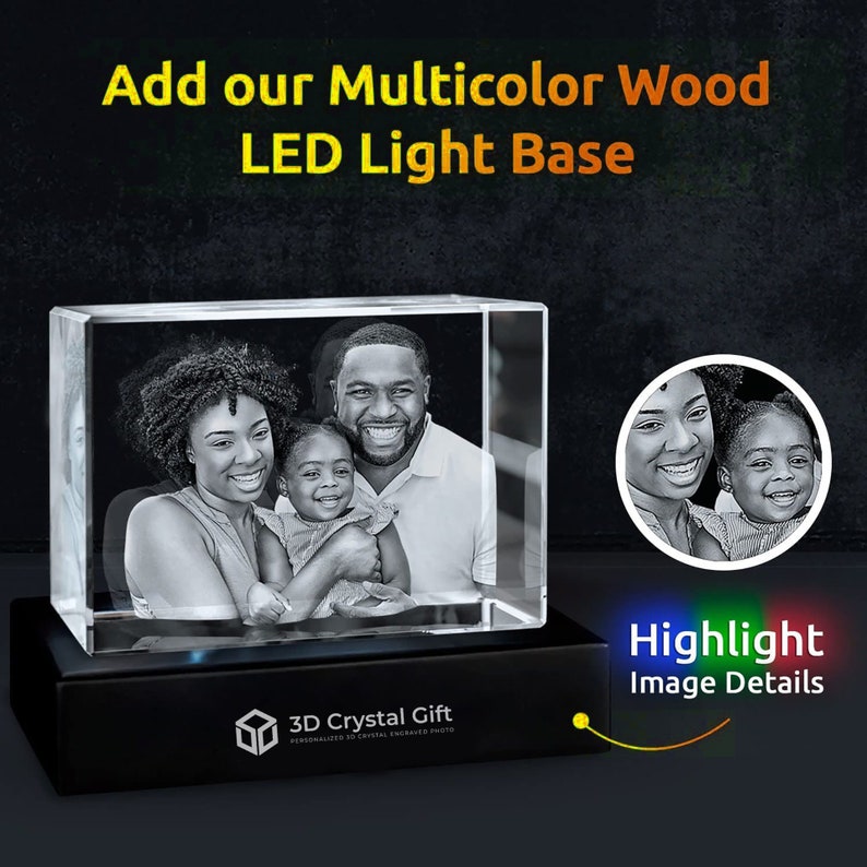 Personalized 3D Photo Glass Cube | Laser Etched Portrait Block | Unique ...