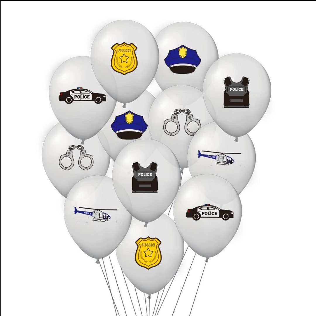 Police Theme Latex Balloons Birthday SWAT Cop Boys Girls Party ...