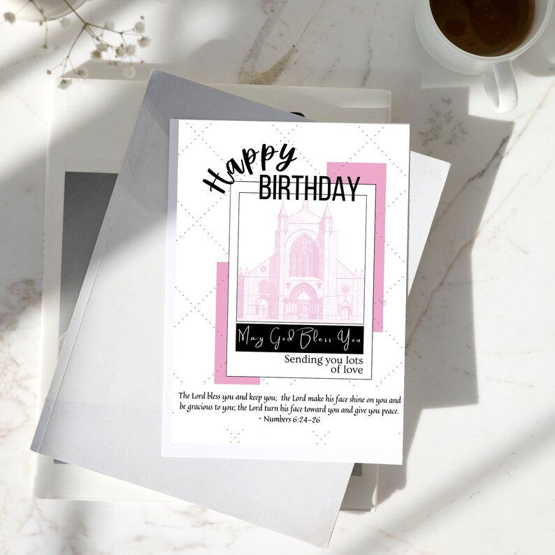Catholic 5x7 Birthday Cards - Set of 2 Designs - Pink and Black ...