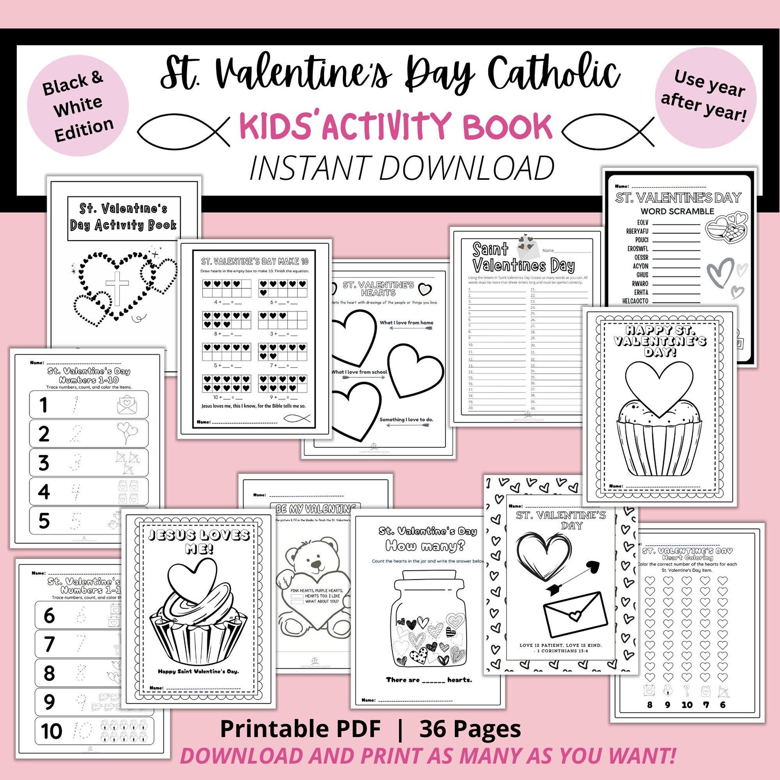 St. Valentine's Day Catholic Kids' Printable Activity Book 8.5x11 ...