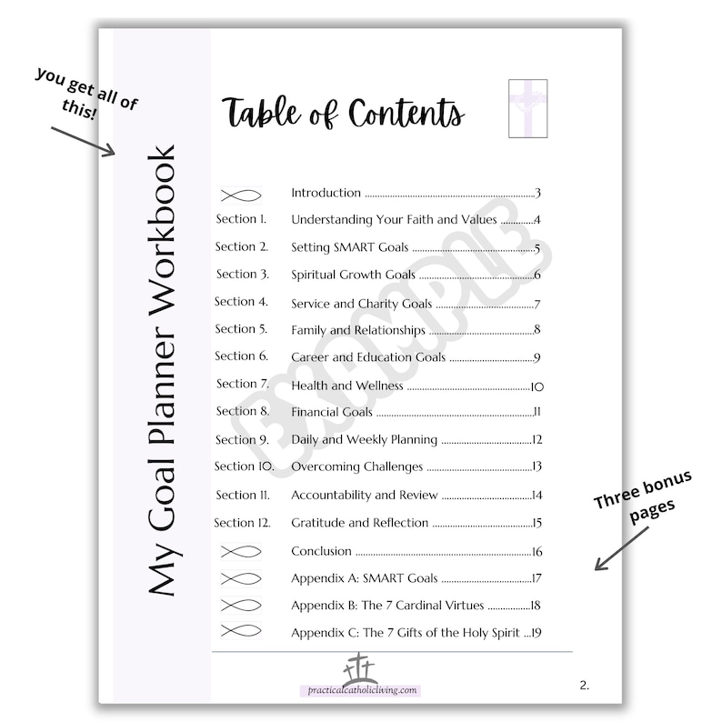Catholic Goal Setting Workbook: Purple Printable Planner (PDF) - Etsy