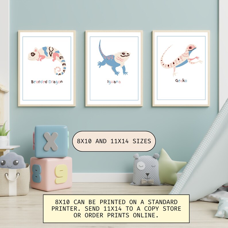 Children's Nursery Wall Art ~ God's Creatures ~ Lizards ~ 8x10 & 11x14 ...