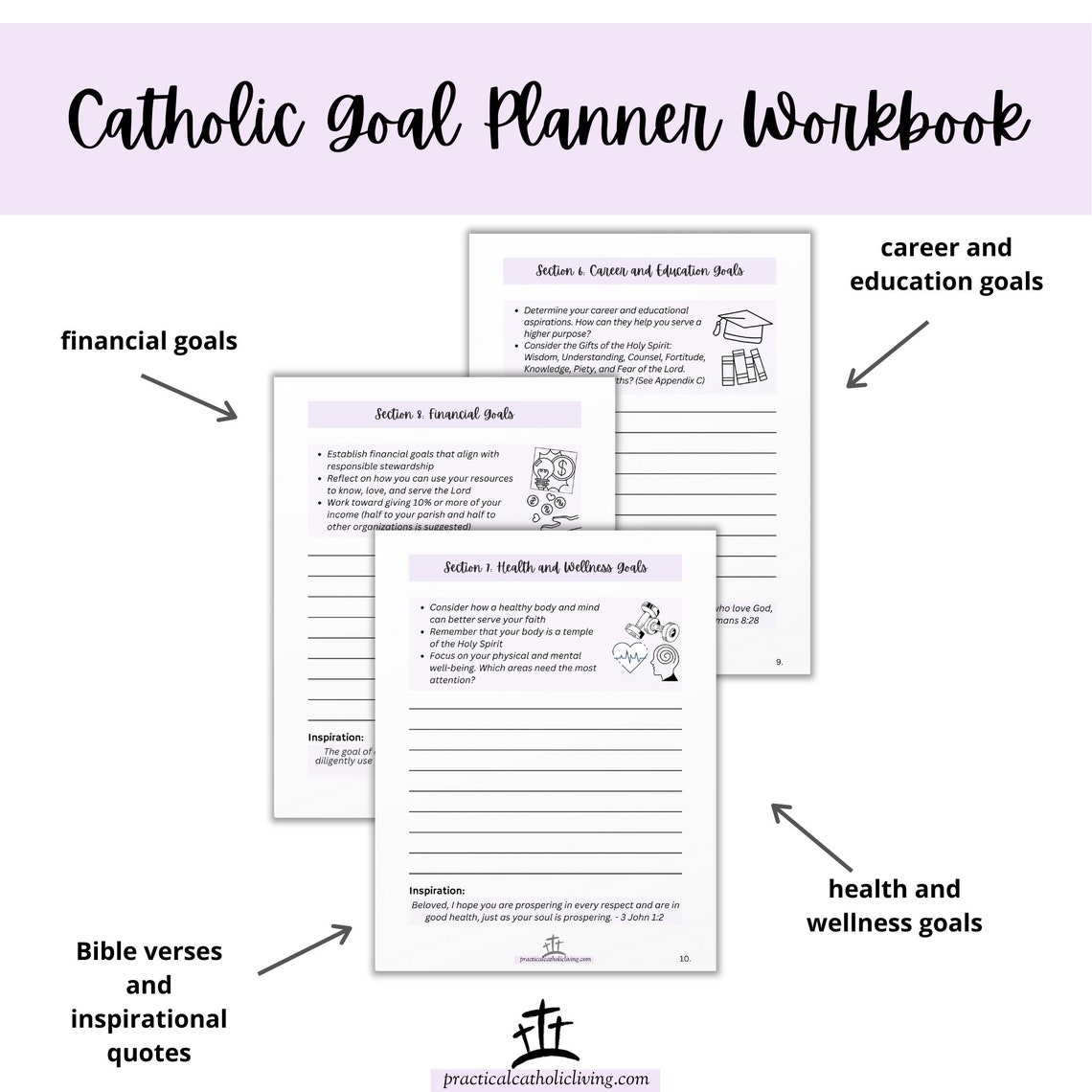 Catholic Goal Setting Workbook: Purple Printable Planner (PDF) - Etsy