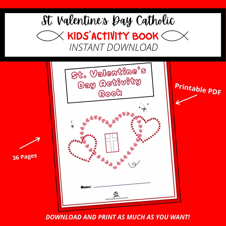 St. Valentine's Day Catholic Kids' Printable Activity Book 8.5x11 ...