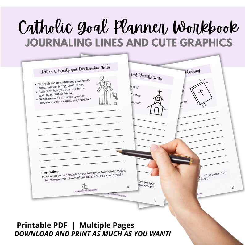 Catholic Goal Setting Workbook: Purple Printable Planner (PDF) - Etsy