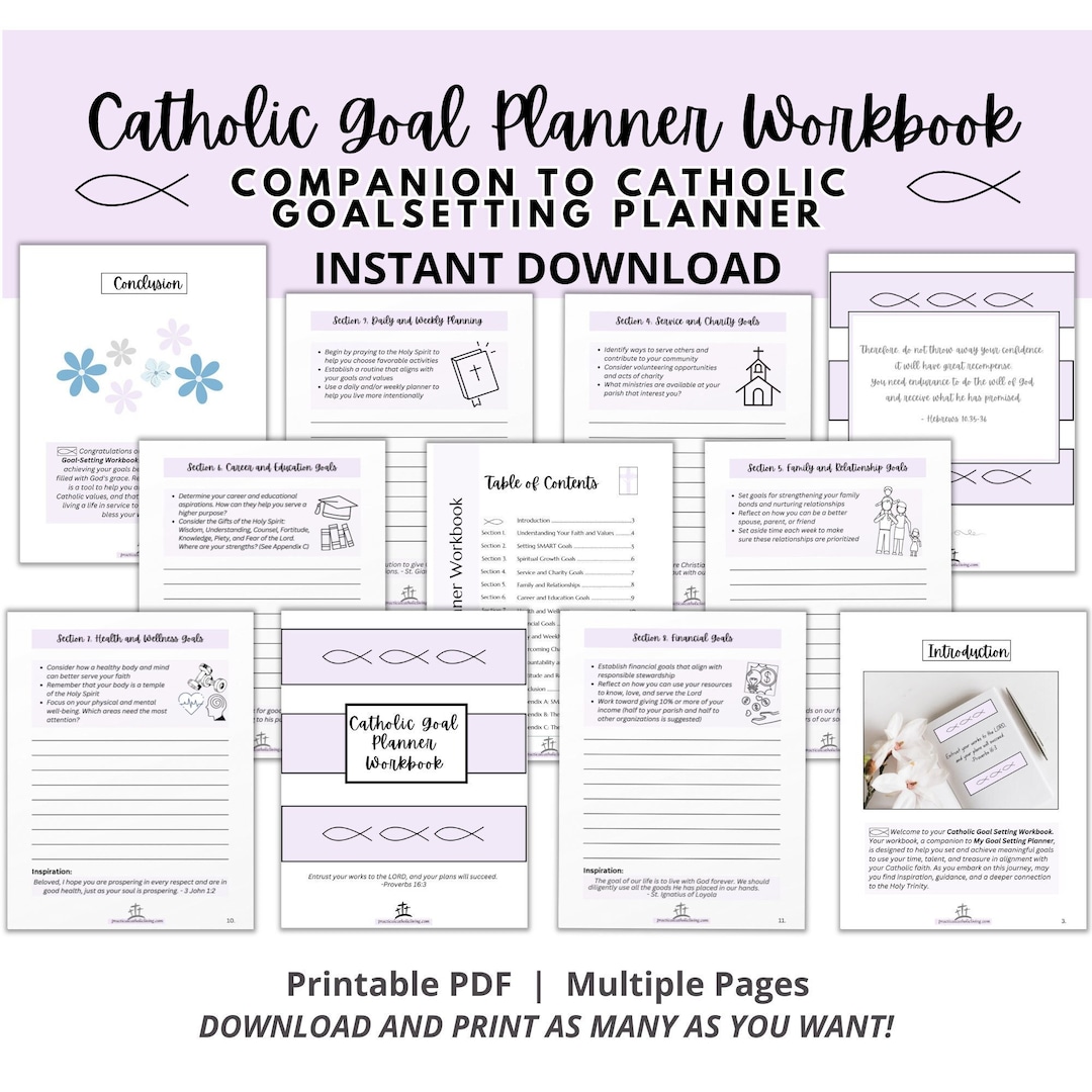 Catholic Goal Setting Workbook: Purple Printable Planner (PDF) - Etsy
