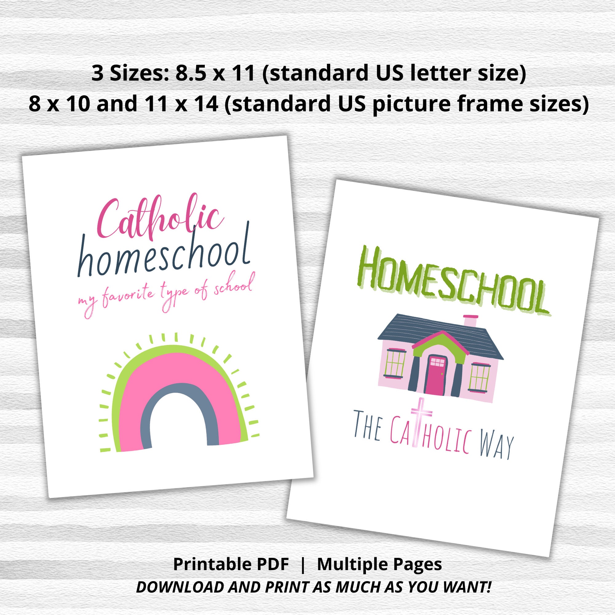 Catholic Homeschool Wall Art Prints: Colorful Designs (PDF Download) - Etsy