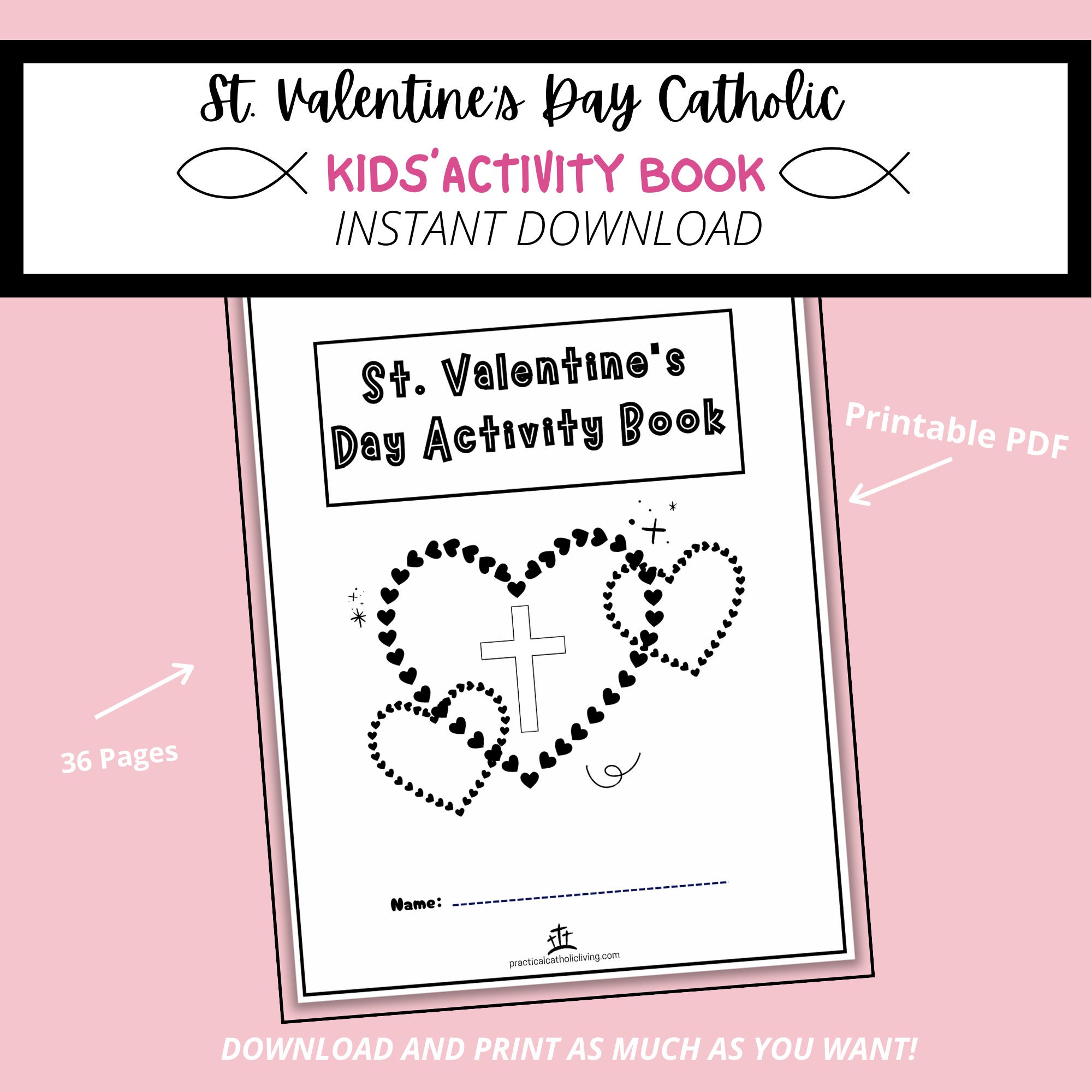 St. Valentine's Day Catholic Kids' Printable Activity Book 8.5x11 ...