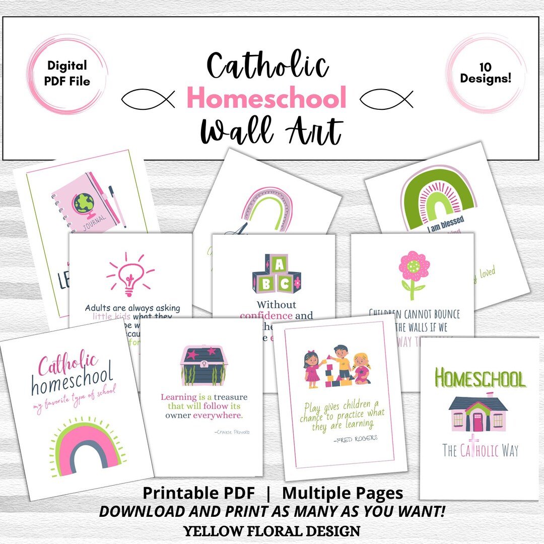 Catholic Homeschool Wall Art Prints: Colorful Designs (PDF Download) - Etsy