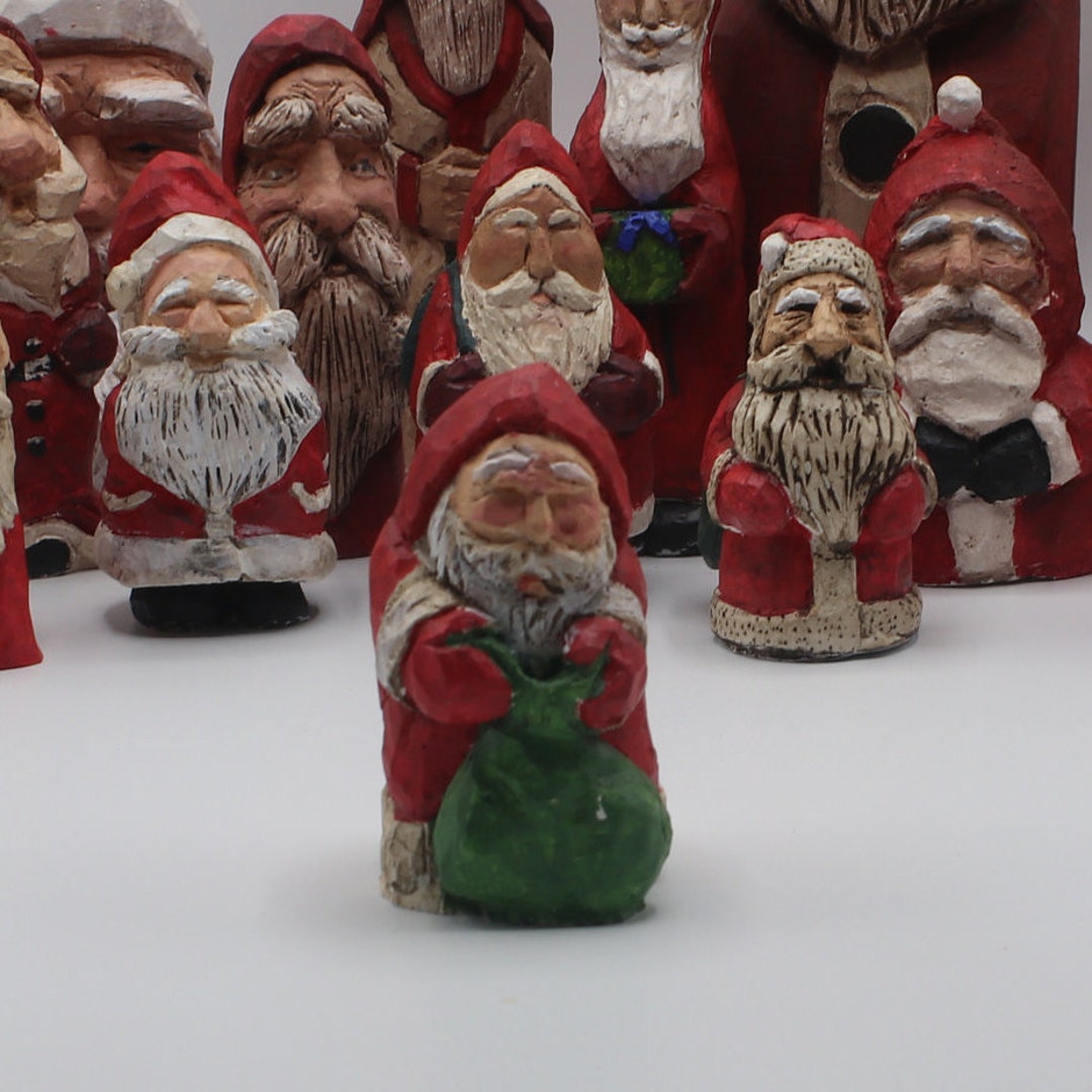 Signed Vintage Style 2013 Santa Figurine Hand Painted Plaster Cast From ...