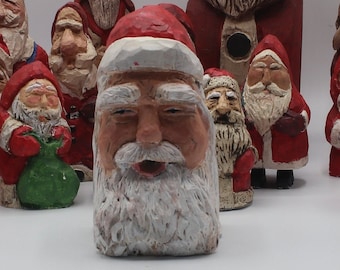 Signed Vintage Style 2004 Santa Figurine Hand Painted Plaster Cast From ...