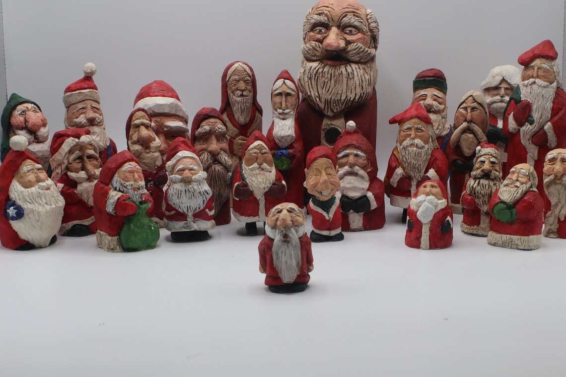 Signed Vintage Style 2011 Santa Figurine Hand Painted Plaster - Etsy