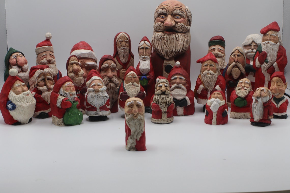 Signed Vintage Style 2010 Santa Figurine Hand Painted Plaster Cast From ...