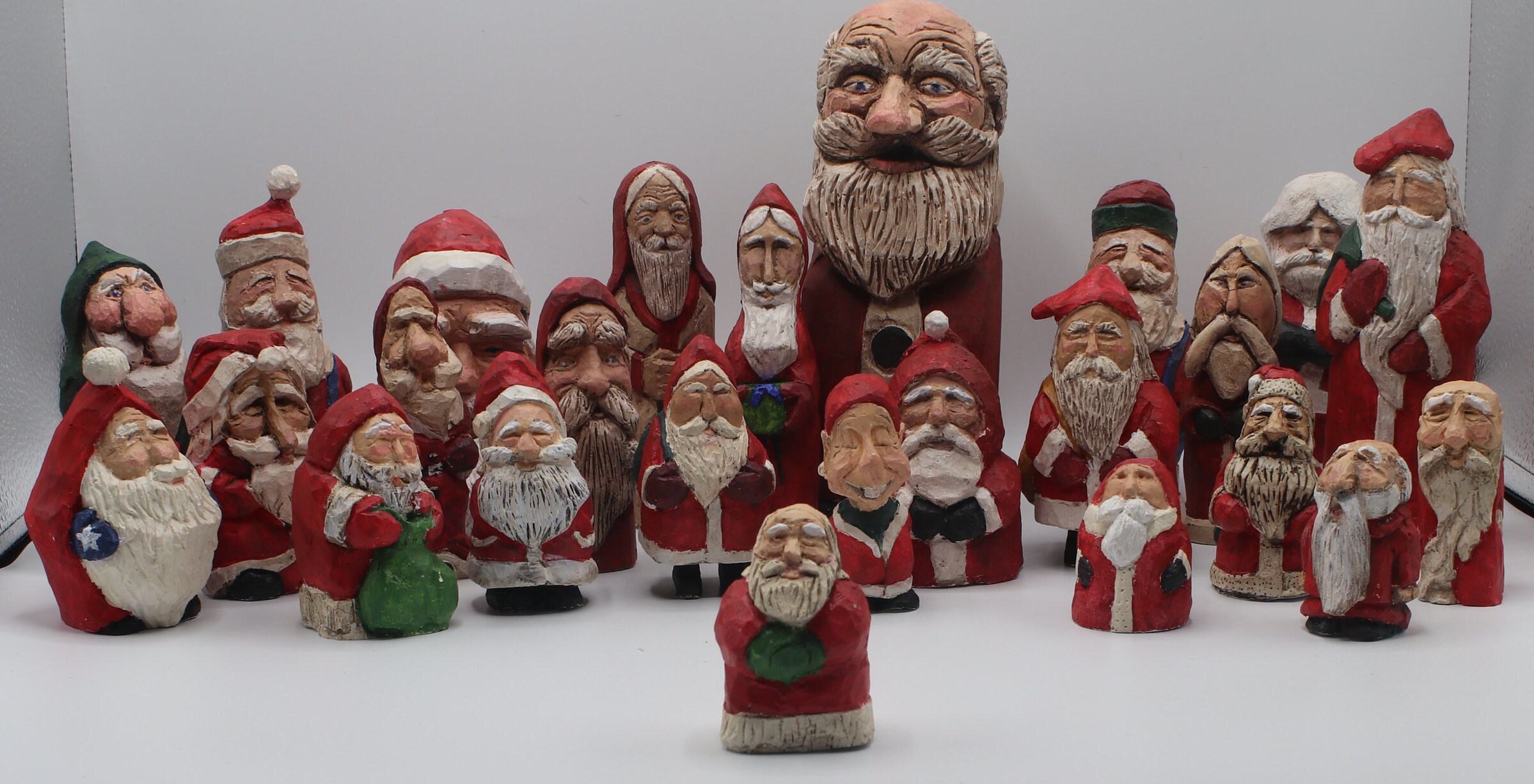 Signed Vintage Style 2004 Santa Figurine Hand Painted Plaster Cast From ...