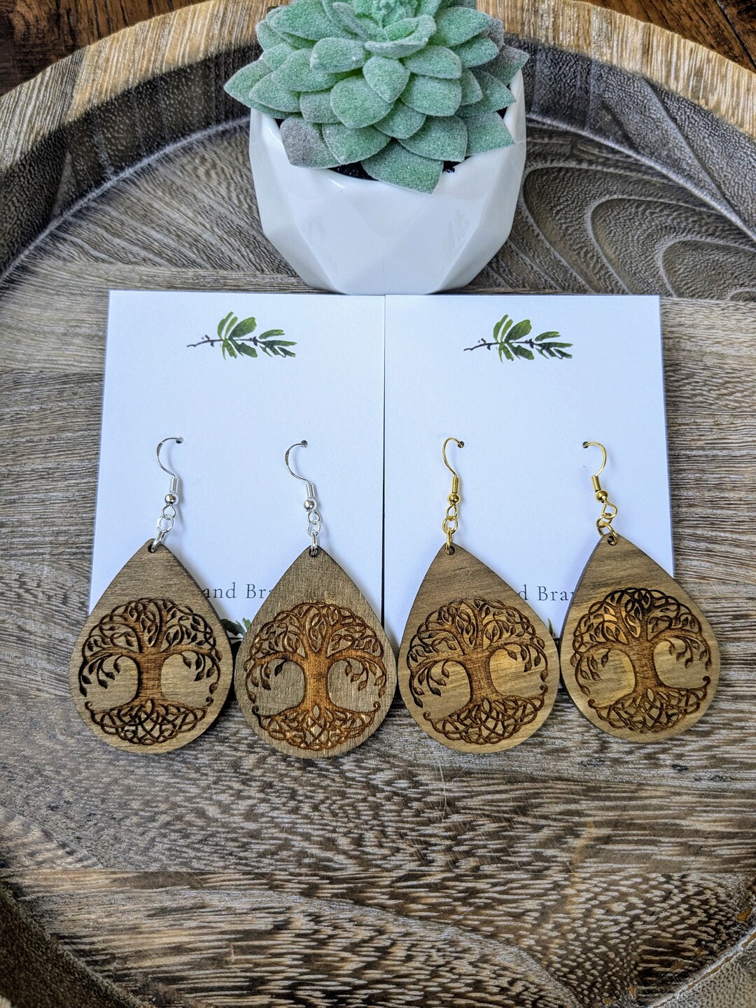 Tree of Life Wood Earrings | Laser Cut Wood Dangle Earrings | Celtic ...