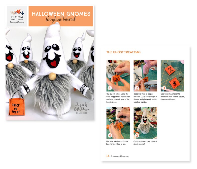 Halloween Ghost Gnome Sewing Tutorial PDF Pattern, Sewing Pattern ...