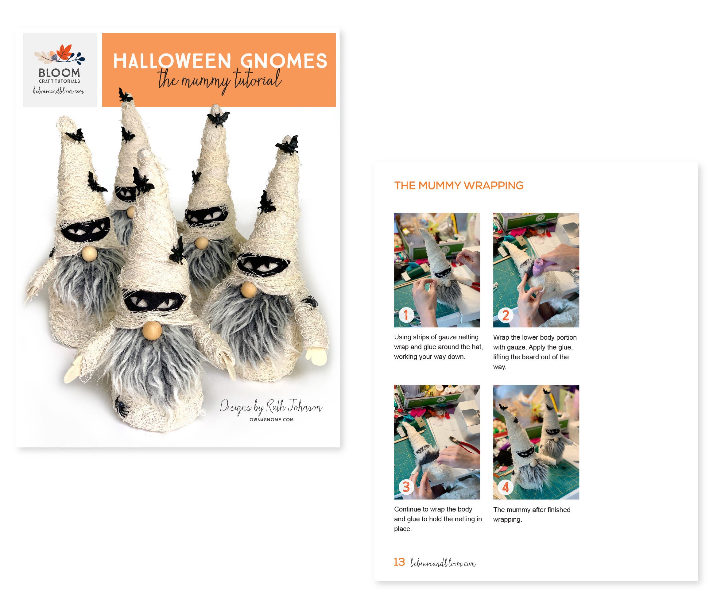 Halloween Mummy Gnome Sewing Tutorial PDF Pattern, Sewing Pattern ...