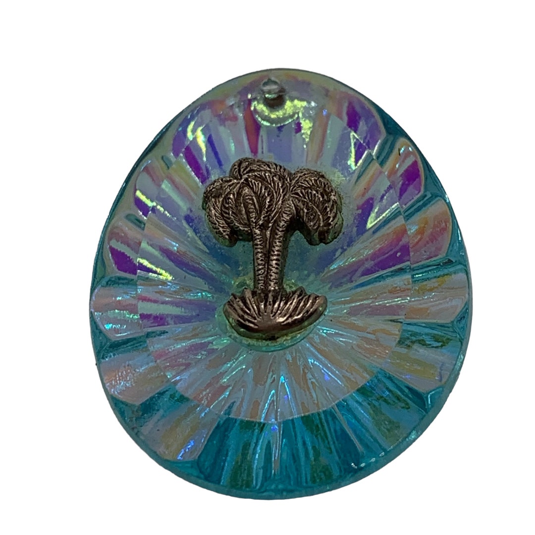 Palm Tree With Opalescent Glass Needle Minder - Etsy