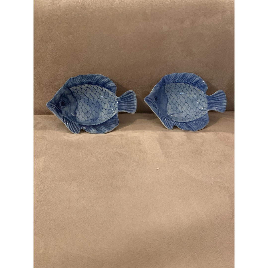 STRATA GROUP Thailand Ceramic Hand Painted Fish Dishes Set - Etsy