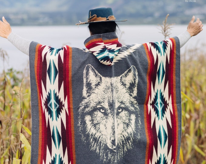 Alpaca Wool Poncho (coyotes II) Handcrafted by Indigenous Hands. Soft ...