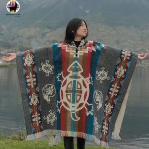 Unisex Alpaca Wool Poncho. (grey Turtle) One Size. Exclusively ...