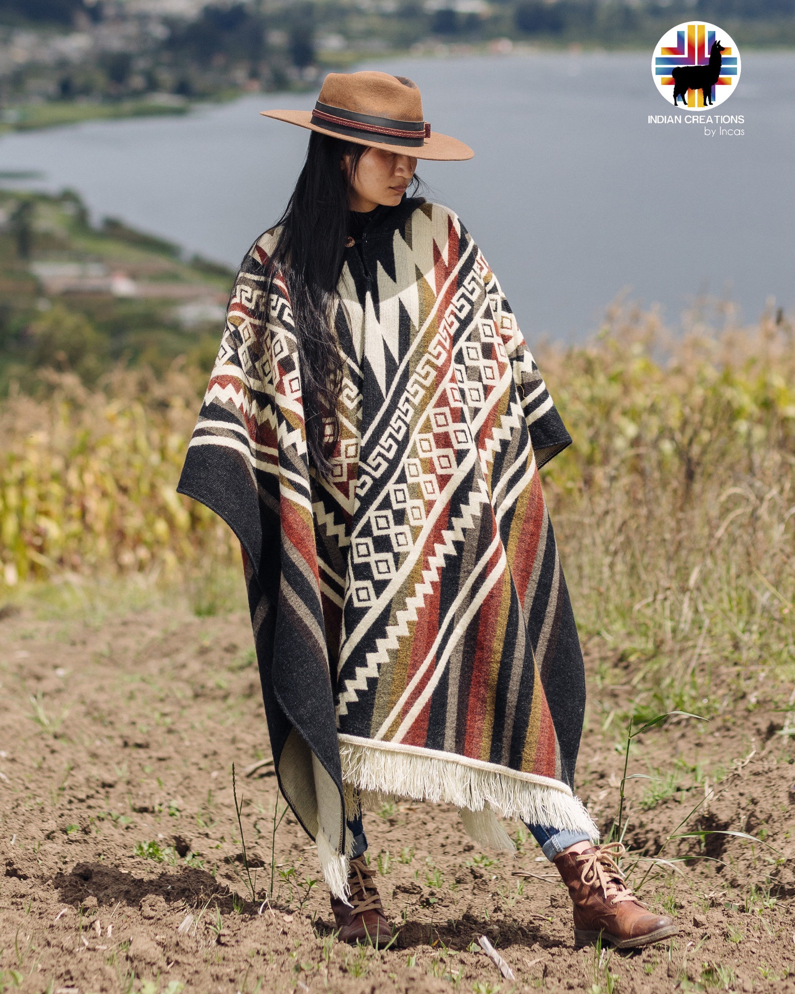Alpaca Wool Poncho (patagonian Desert) Crafted by Indigenous Hands ...