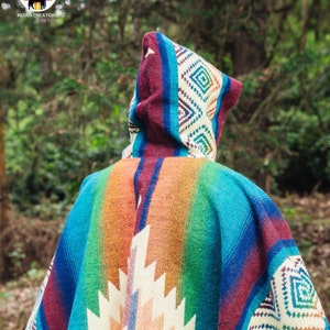 Alpaca Wool Poncho (sunset in the Forest) Handcrafted by Indigenous ...