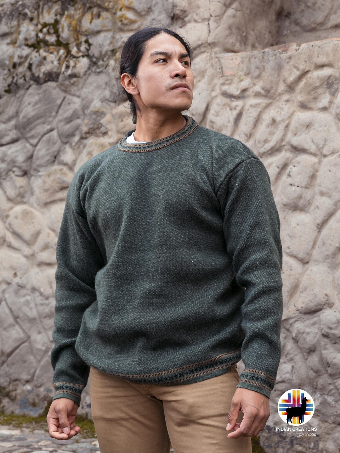 Handmade Alpaca Wool Sweater (cosmos) Unisex Use. Handcrafted by ...